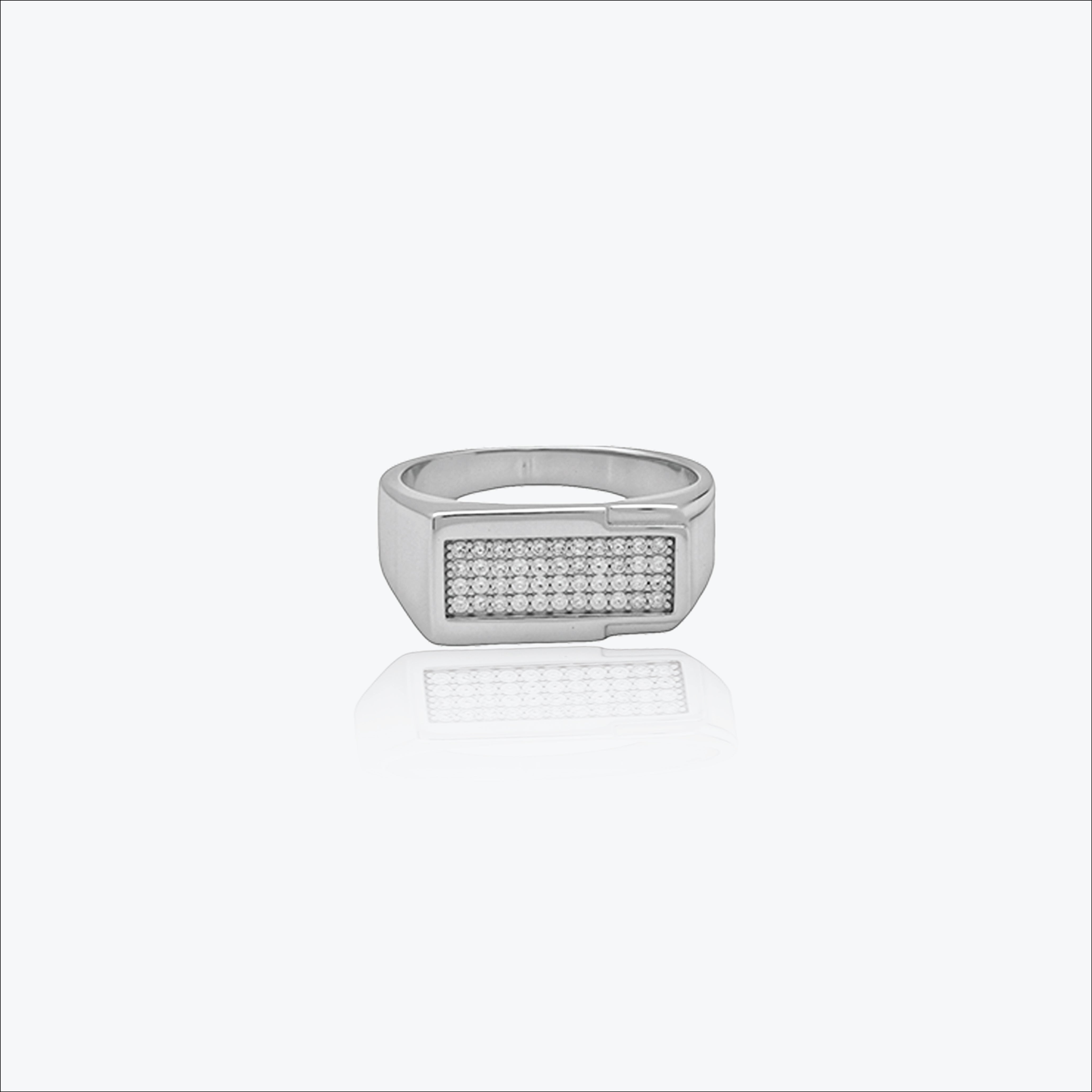 Nexus Grid Men’s Ring – In Sterling Silver – Rubicstone